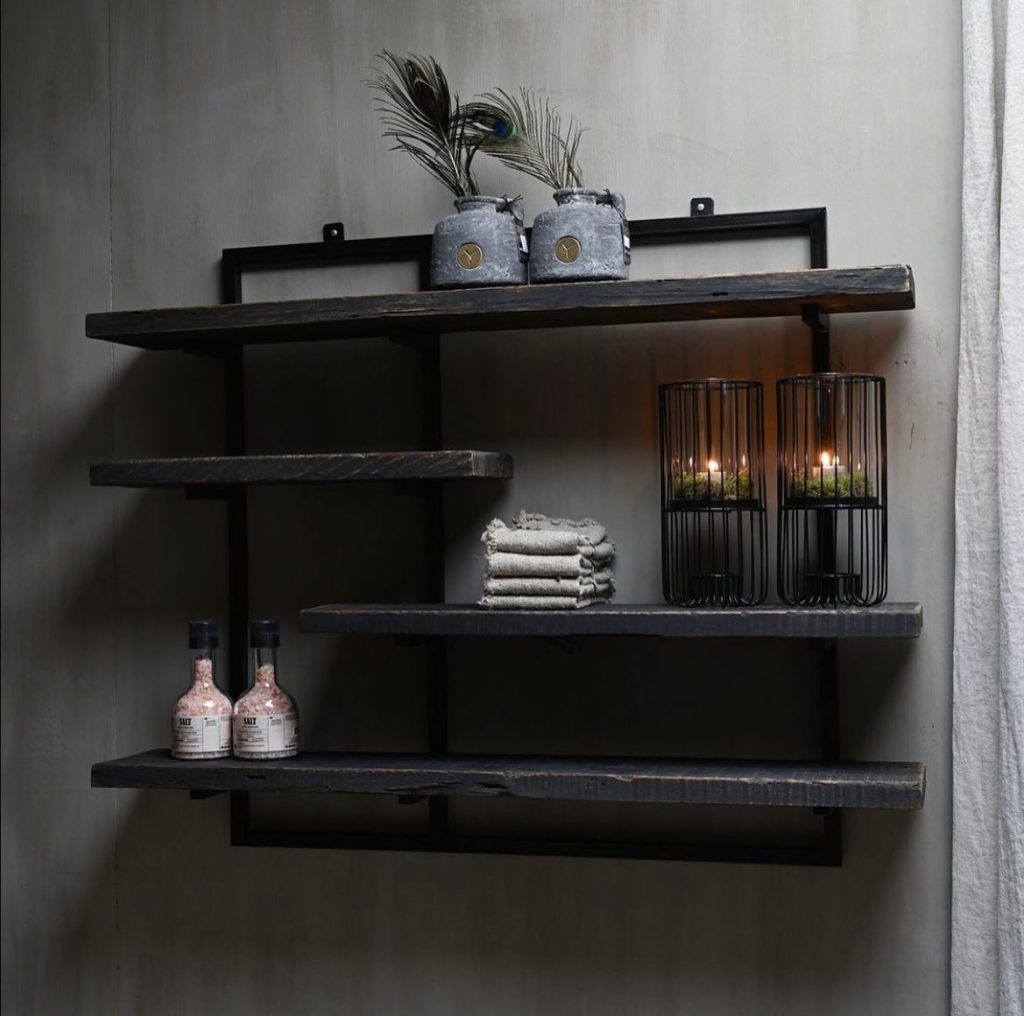 Wandrek Hout Metaal Zwart Wandrek Hout Metaal Zwart